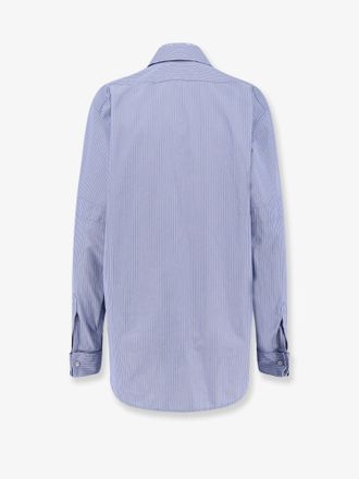 Maison Margiela Womens Striped Cotton Shirt Blue