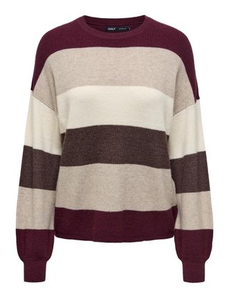 Only Damen Onlatia L/S Stripe Pullover KNT Noos Sweater, Zinfandel,S