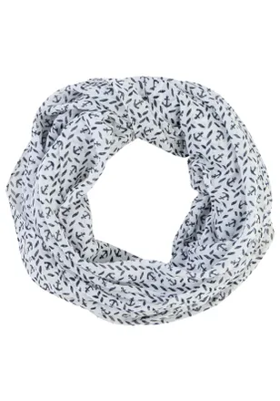 Laura Scott Loop LAURA SCOTT, Damen, wei&szlig;, marine, Web, Polyester, bedruckt, gemustert, Modet&uuml;cher Loop, leichtes Webmaterial, einlagige Verarbeitung