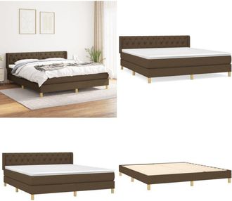 vidaXL Boxspringbett mit Matratze Dunkelbraun 160x200 cm Stoff - Boxspringbett - Doppelbett - Massivholzbette - Betten Mit Stauraum - Lattenrost - Home &