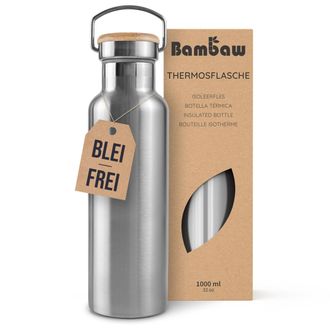 Bambaw Edelstahl Trinkflasche 1 l | Isolierte Thermosflasche f&uuml;r Sport, B&uuml;ro, Schule, Outdoor | Auslaufsicher & ohne Plastik | Langlebige Wasserflasche f&uuml;r h