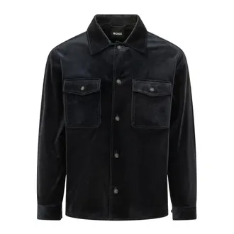 HUGO BOSS Homme, Chemises, Bleu, Taille: XL Surchemise en velours c&ocirc;tel&eacute; Carper