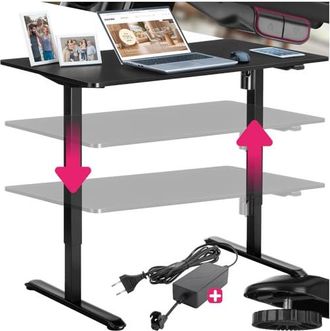 TecTake TecTake Table de Bureau r&eacute;glable en Hauteur Bureau &eacute;lectrique Bureau Assis Debout 120 x 60 x 73,5-118 cm en Acier Bureau Ergonomique Bureau Ordinateur