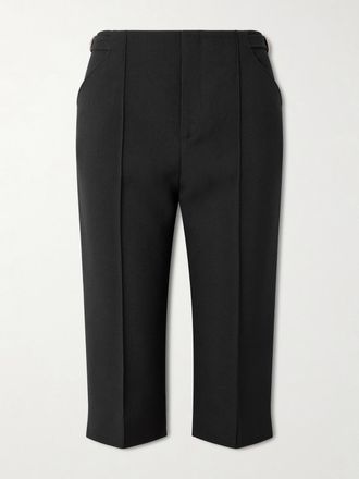 Chlo&eacute; Pantalon Capri Droit En Cr&ecirc;pe De Laine &Agrave; Boucles - Noir