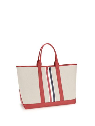 Thom Browne Mens Canvas Tote Bag Red Shoulder
