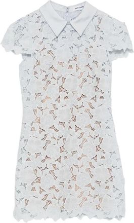 Self Portrait Femme, Robes, Bleu, Taille: 36 FR Peter-Pan Collar Lace Short Dress