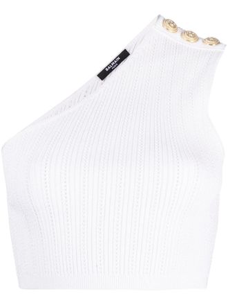 Balmain blouse &agrave; boutonni&egrave;re asym&eacute;trique - Blanc