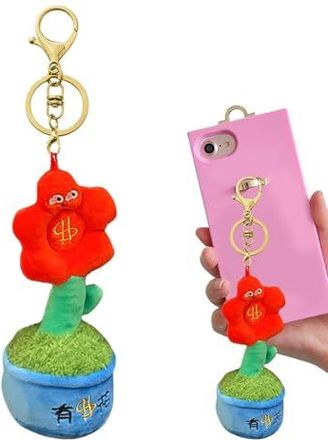 Generico Porte-cl&eacute;s farcie - Porte-cl&eacute;s floral mignon | Pendentif cr&eacute;atif pour sac de avec en pot de fortune, symbole de richesse, de fortune infinie et dabond