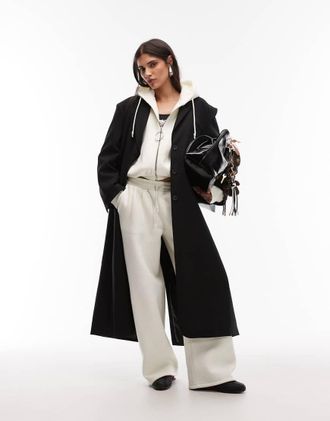 Asos Blazer ajust&eacute; long &agrave; &eacute;paulettes coupe masculine - Noir