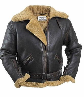 Noble House Blouson daviateur modèle dite R.A.F en véritable Peau lainée (XS)