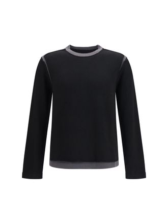 Maison Margiela Mens Crew-Neck Wool Sweater Black-Dark Grey Merino Black/dark