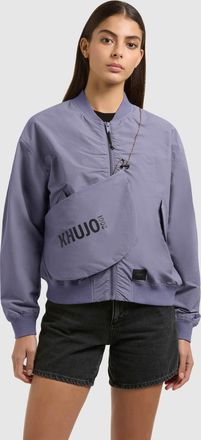 Khujo Blouson KHUJO FACEE WITH BAG, Damen, Gr. XXL, lila (misty blau), Web, 100% Nylon, unifarben, regular fit h&uuml;ftlang, eingesetzt Rippb&uuml;ndchen, Jacken Blo