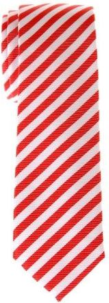 Retreez Cravate Fine Slim &Agrave; rayures Tiss&eacute;e en Microfibres de Rouge et Blanc