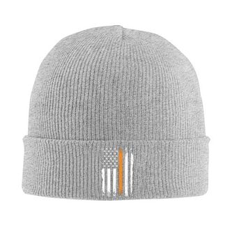 Generic Ligne Orange Mince Recherche Et Sauvetage Drapeau Américain Unisex Bonnets Hiver Souple Bonnet De Pêcheur Léger Bonnets Tricoté pour Le Quotidien Cour