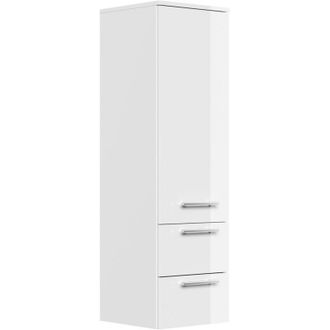 Magnolia Home Hochschrank 120 cm weiss hochglanz mit Glaseinlagen