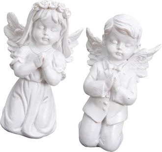 Cabilock 2 St&uuml;ck Ornamente Weidenfigur Jahrestag Cherub Ornament W&auml;chter China Dekoration Pl&uuml;sch Engel Paar Figur Entz&uuml;ckende Feiertagsminiatur Wei&szlig;