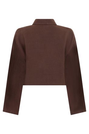 Lois Jeans Womens Linen Crop Top Chocolate Martini Shirt