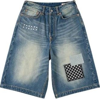 Evisu Homme, Shorts, Bleu, Taille: W40 HT Fabric Patch Denim Shorts