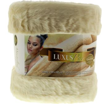 G&ouml;zze Wohndecke, Kunstfell in edler Pelzoptik, Design Eisb&auml;r, 150 x 200 cm - Cremewei&szlig;/Beige