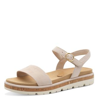 Marco Tozzi Damen Sandalen flach mit Klettverschluss Bequem, Beige (Magnolia), 38 EU