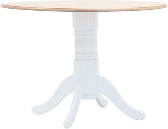 vidaXL Vidaxl - Table de salle &agrave; manger 106 cm en bois dh&eacute;v&eacute;a massif - Surface polie et laqu&eacute;e - Couleur blanc et marron - Pour 4 personnes
