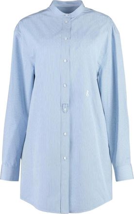Jil Sander Femme, Blouses et Chemises, Bleu, Taille: 40 FR Chemise Oversize Ray&eacute;e en Popeline de Coton