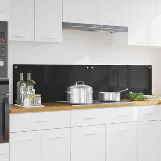 vidaXL K&uuml;chenr&uuml;ckwand Schwarz 90 x 40 cm Geh&auml;rtetes Glas vidaXL