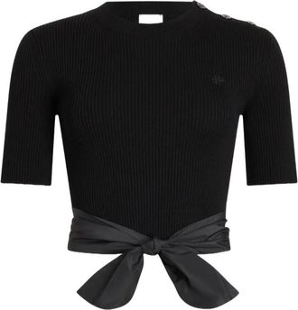 Patou Femme, Tops, Noir, Taille: 36 FR Mix Faille Knot T-Shirt
