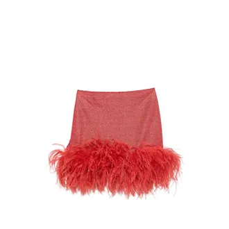 Os&eacute;ree Lumi&egrave;re Plumage Feather-trim Mini Skirt