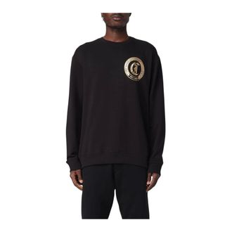 Just Cavalli Homme, Sweatshirts et sweats à capuche, Noir, Taille: L SweaT-shirt noir avec logo blason