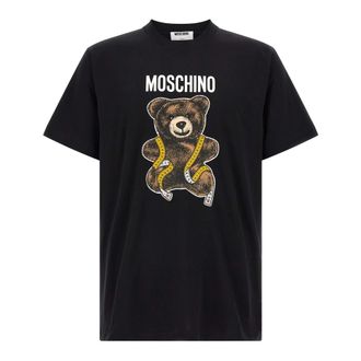 Moschino Rhinestone Logo T-Shirt - - Tops - Herren - Schwarzk - S