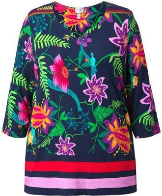 Ulla Popken T-Shirt Shirt Landhausdruck A-Linie Tunika-Ausschnitt