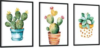 Nacnic Premium 3er Set Poster mit Kaktusmotiven | Bilderbl&auml;tter mit Pflanzenillustrationen im Aquarellstil / A4-Format (21x29,7cm) ungerahmt