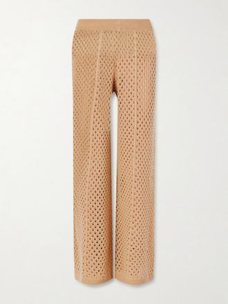 Allude Pantalon Large En Laine Et Cachemire M&eacute;lang&eacute;s Crochet&eacute;s - Marron