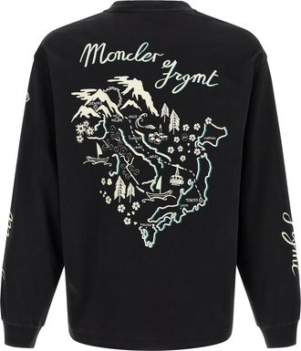 Moncler Graphic Print Cotton T-Shirt - Black