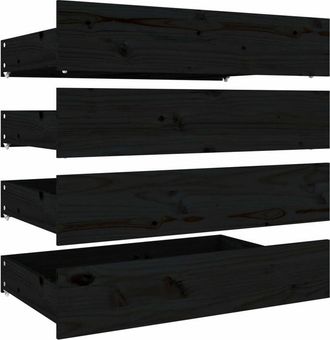 vidaXL Tiroirs de lit 4 pcs Noir Bois de pin massif