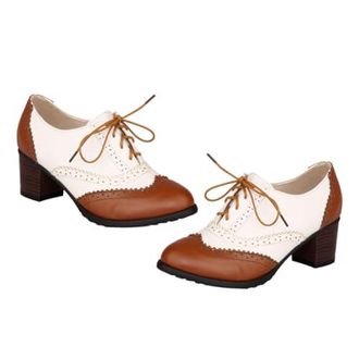 SOLUSTRE Chaussures Femme à Talon Épais Élégantes et Confortables avec Lacets Chaussures Chic Polyvalentes pour Toutes Saisons Adaptées Bureau Soirée et Sortie