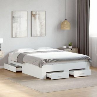 vidaXL Vidaxl - Lit avec tiroirs blanc 120x190 cm - Bois ding&eacute;nierie - Tiroirs de rangement 76,5x31,5 cm - Assemblage requis