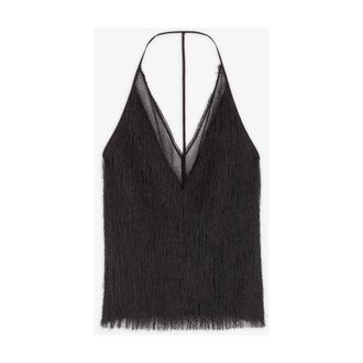 Alysi Femme, Blouses et Chemises, Brun, Taille: 34 FR Top de tela flecos