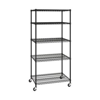 Seville Classics UltraDurable Heavy Duty NSF Solid Steel Wire Rack Storage Unit Organizer for Garage, Warehouse, Office, Restaurant, Classroom, Kitchen, Black, 5-stöck