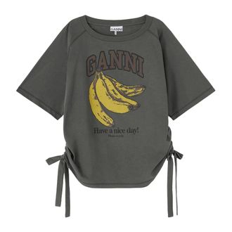 Ganni Femme, Tops, Gris, Taille: 36 FR Future Heavy Jersey Raglan