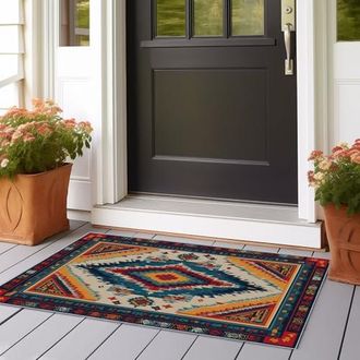 Generic Multicolore Tapis Doux et Moelleux, g&eacute;om&eacute;triques Motifs Ethniques Blocs de Couleur Tapis Design &agrave; Poil Ras Doux pour Salle &agrave; Manger Chambre Adulte et 