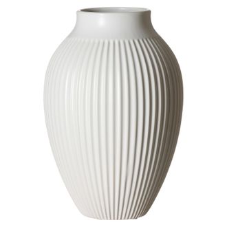 Ritzenhoff & Breker Alsta Vase, 27,5 cm, Tischvasen mit Rillendesign, Seidenmattes Oberfl&auml;chen-Finish, Klassisch & Modern, Steingut, Wei&szlig;