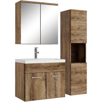 Badplaats Badplaats - Badezimmer Badm&ouml;bel-Set Montreal mit Spiegelschrank 60cm Waschbe