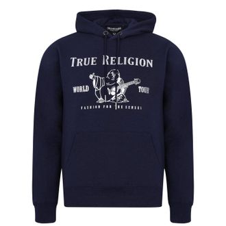 True Religion Herren Kapuzenpullover Buddha Fleece Metallic - Blau - X-Large