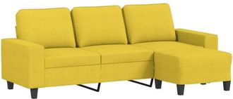 vidaXL 3-Sitzer-Sofa mit Hocker Hellgelb 180 cm Stoff Vidaxl