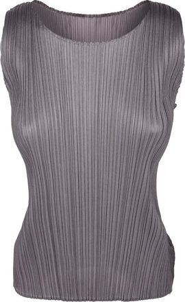 Issey Miyake Femme, Tops, Gris, Taille: 42 FR Haut sans Manches Pliss&eacute;