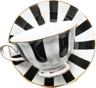 DOITOOL Kaffeetassen Set mit Untertassen aus Keramik im Retro-Punkte-Design Set für Kaffee und Tee Spülmaschinenfest Robust und Vielseitig für Zuhause und Bür