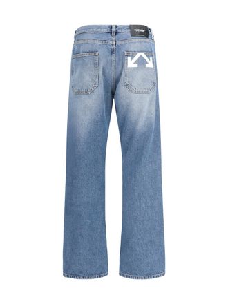Off-white Mens Jeans Half Arrow Light Medium Blue Cotton Trousers