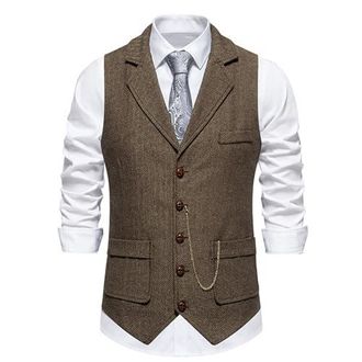 Generic Gilet de travail pour homme en coton - Gilet l&eacute;ger pour homme - Gilet d&eacute;t&eacute; &agrave; manches longues - Gilet de costume vintage - Coupe ajust&eacute;e - &Eacute;l&eacute;gant - Gi